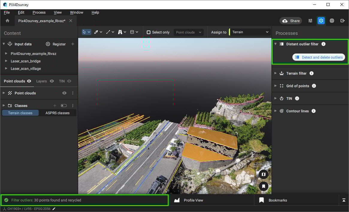 Distant outlier filter - PIX4Dsurvey